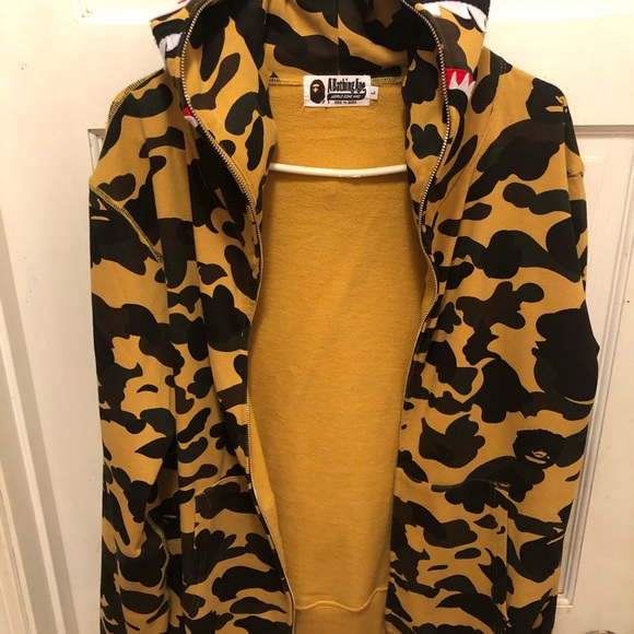 Bape | Shirts | Bape Yellow And Black Camo Hoodie | Poshmark